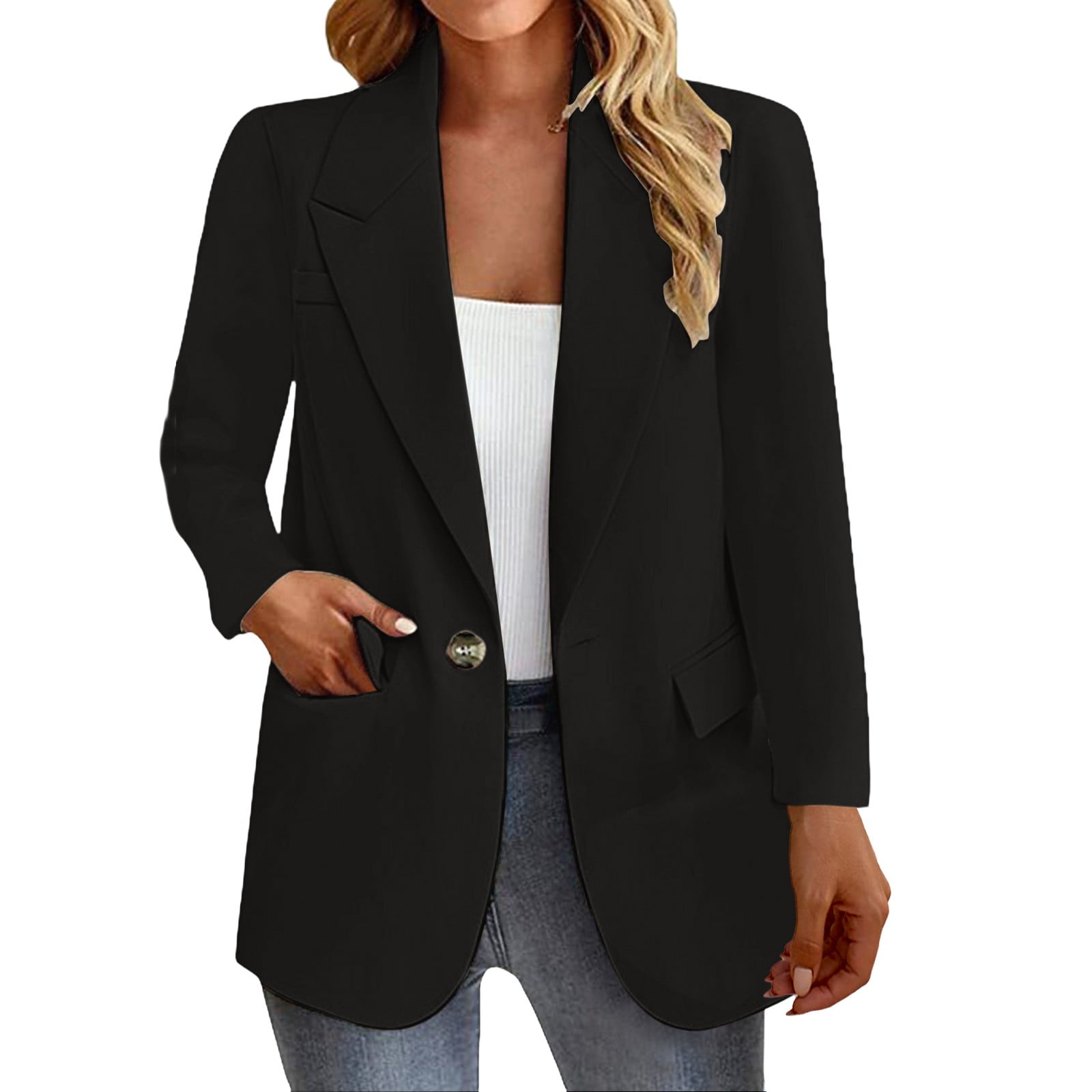 Click here for Manxivoo Womens Slim Fit Blazer With Pockets Long... prices