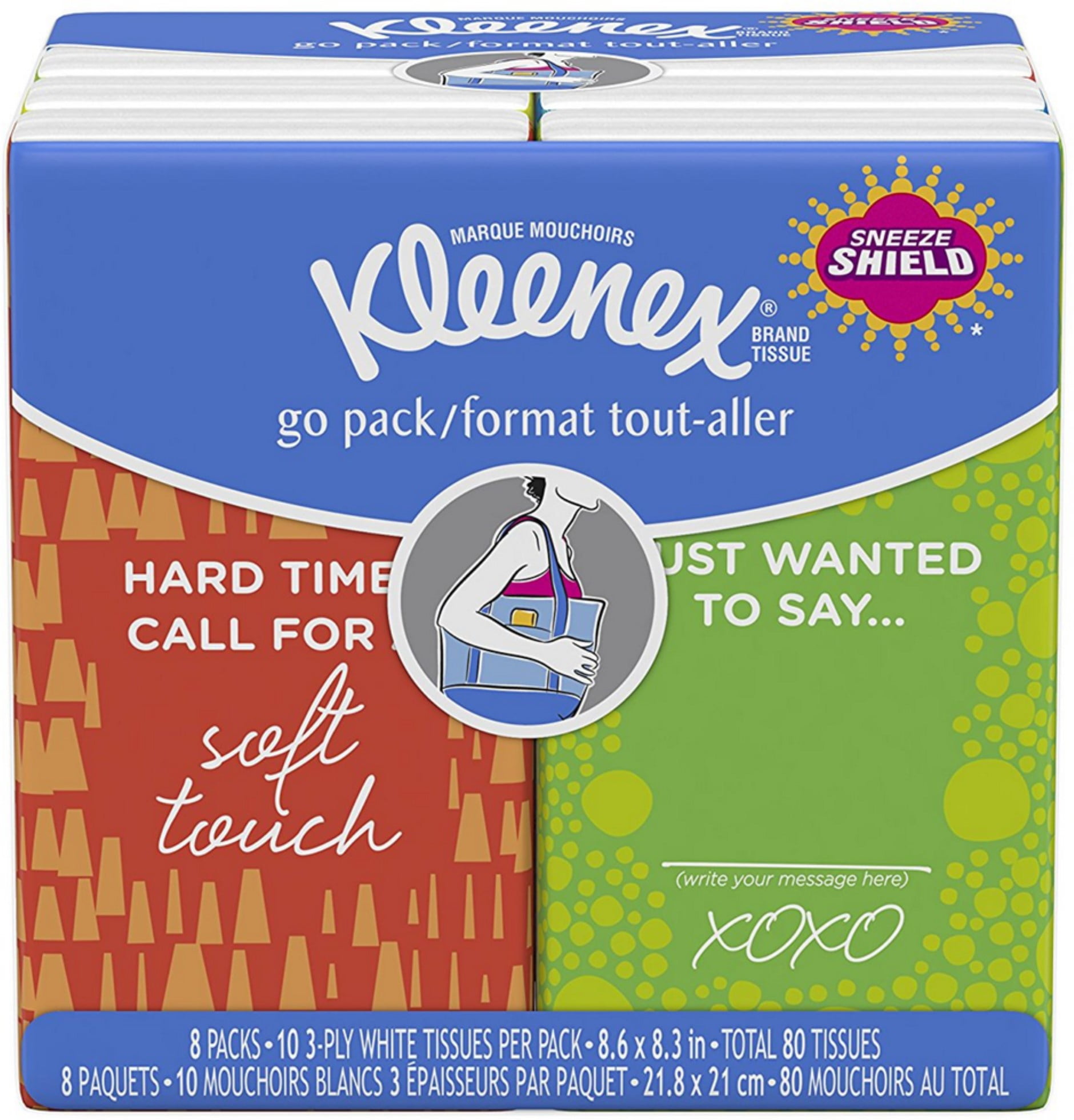 KLEENEX Facial Tissues Pocket Pack, 10 Tissues Per Pack, 8 ea (Pack of ...