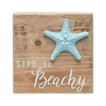 Beachcombers Coastal Life Wood Beach Wall Plaque with Starfish Beach ...