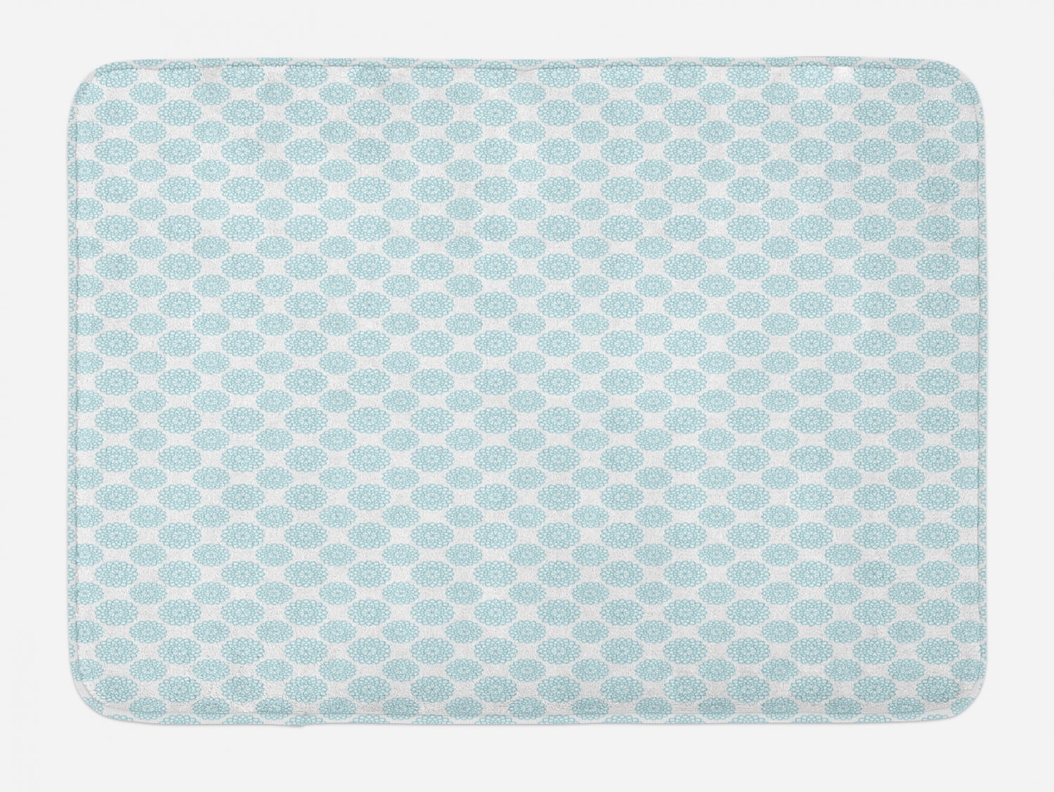 Pale Blue Bath Mat, Elliptical Shapes with Star Like Symbols Inside ...
