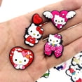 25 Pcs Cute White Cat Kitty with Pink Bow PVC Shoe Charms Reusable DIY ...