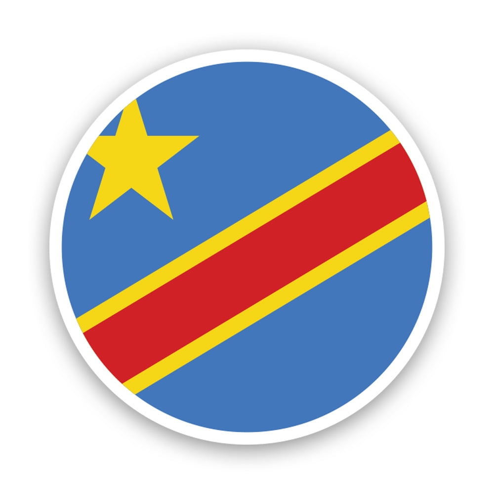 Round Congolese Flag Sticker Decal - Self Adhesive Vinyl - Weatherproof ...