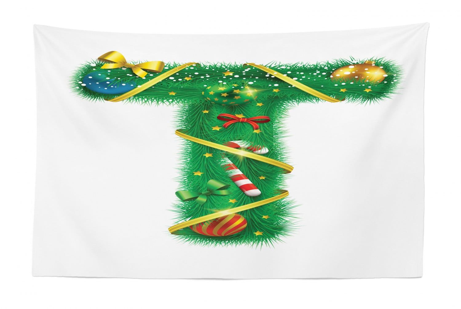 Christmas Alphabet Tapestry, L Letter with Ribbon Candy Cane Ornaments ...