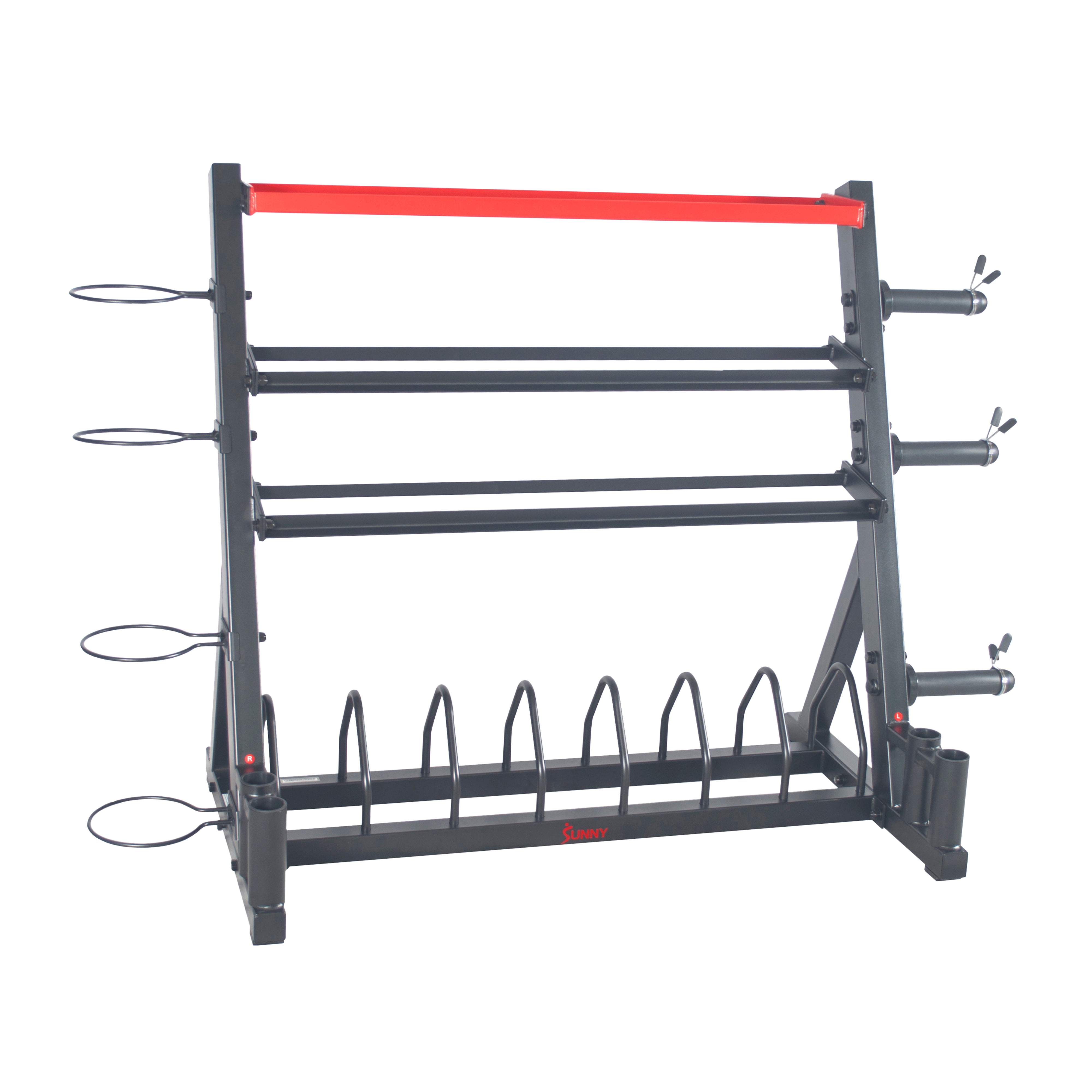 Sunny Health & Fitness All-In-One Weight Plate Holder Storage Rack ...