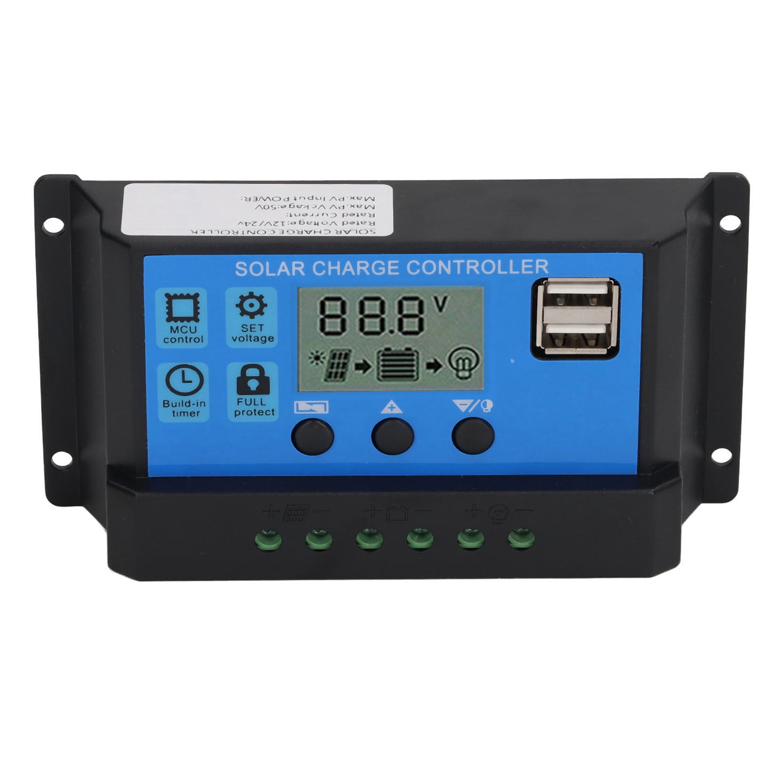 Controlador de panel solar, 12 V 24 V Panel solar PWM Controlador solar ...