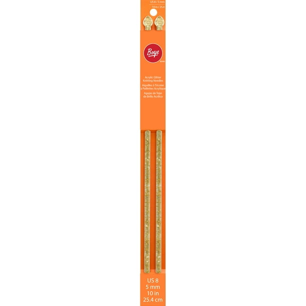 Simplicity Boye 10.25 in Acrylic Glitter Knitting Needles, Size 8, Gold ...