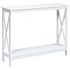 Costway 2-Tier Console Table x-Design Bookshelf Sofa Side Accent Table ...