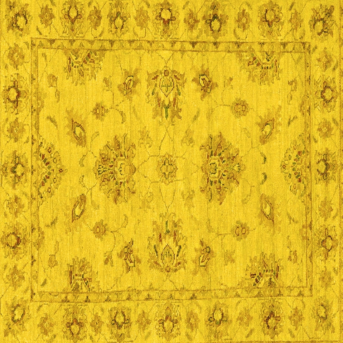Ahgly Company Indoor Square Abstract Yellow Modern Area Rugs, 7' Square ...