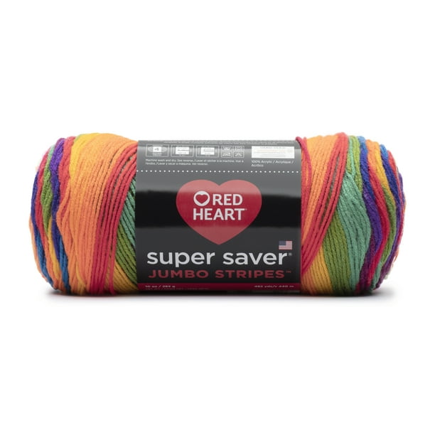Red Heart Super Saver Jumbo #4 Medium Acrylic Yarn, Favorite Stripe ...
