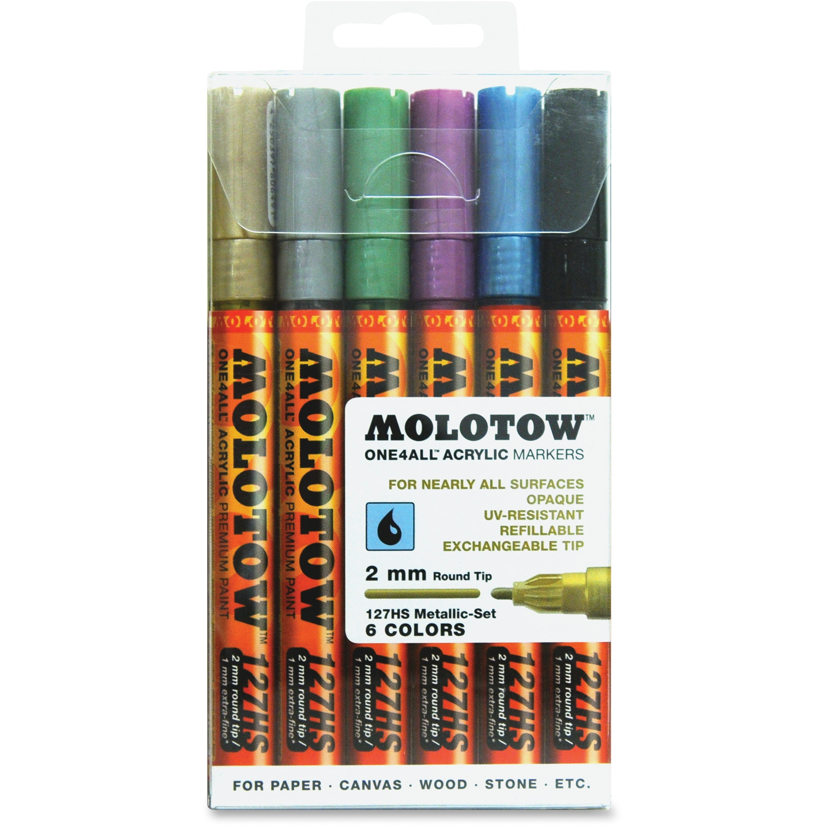 MOLOTOW, MLW200197, One4All 2mm Acrylic Markers Metallic Set, 6 / Set ...