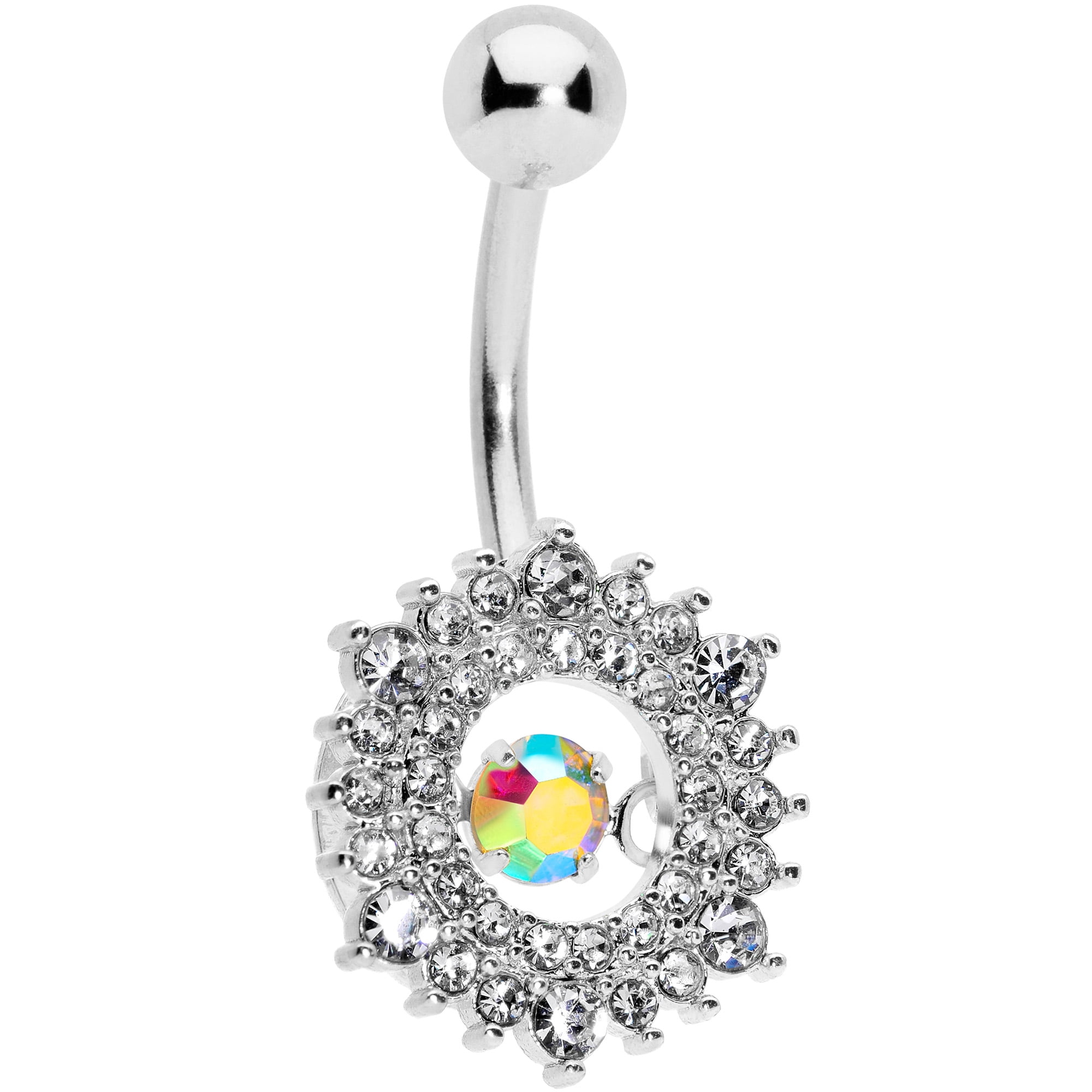 Body Candy Womens 14G 316L Steel Navel Ring Piercing Aurora Dangle ...