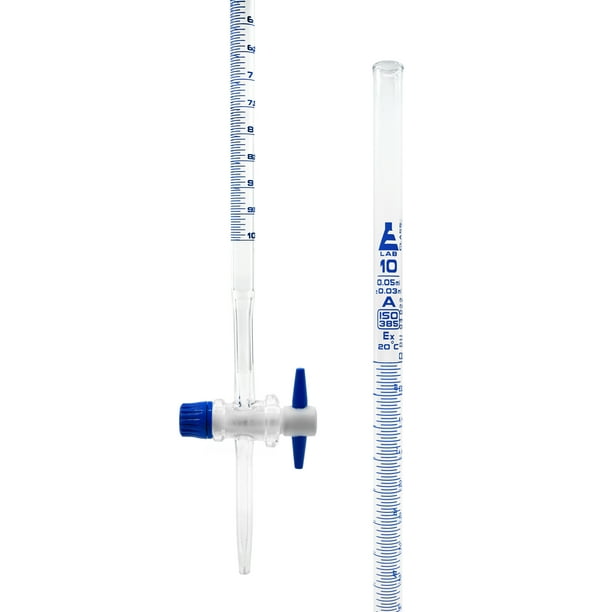 Burette with PTFE Key Stopcock, 10ml - Class A - 0.05ml Sub Div. Blue ...