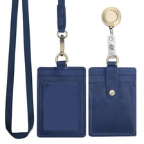 Wonderpool ID Badge Holder Genuine Leather Card Slots Case with ...