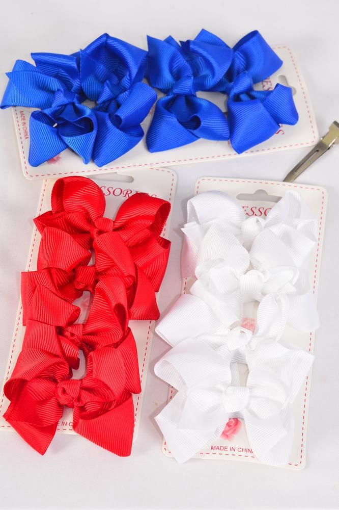 Hair Bows 48 pcs Grosgrain Bowtie Red White Royal Blue Mix/DZ-Assorted ...