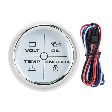 Boat Alarm Gauge,52mm/2in Multifunction 4LED Alarm Boat Volt Alarm Oil ...