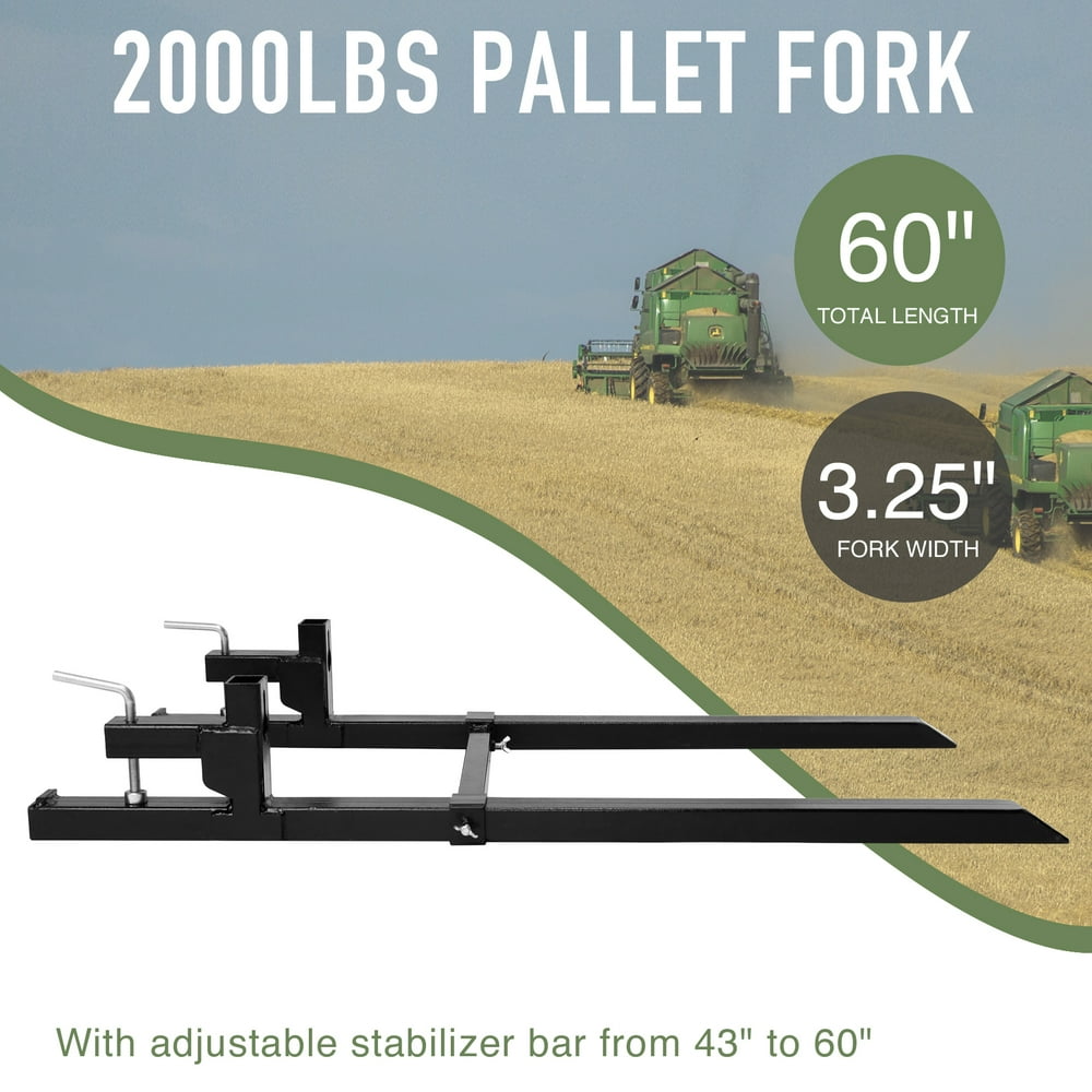 Clamp on Pallet Forklift & Stabilizer Bar 43” 2000lb Backhoe for Bucket ...