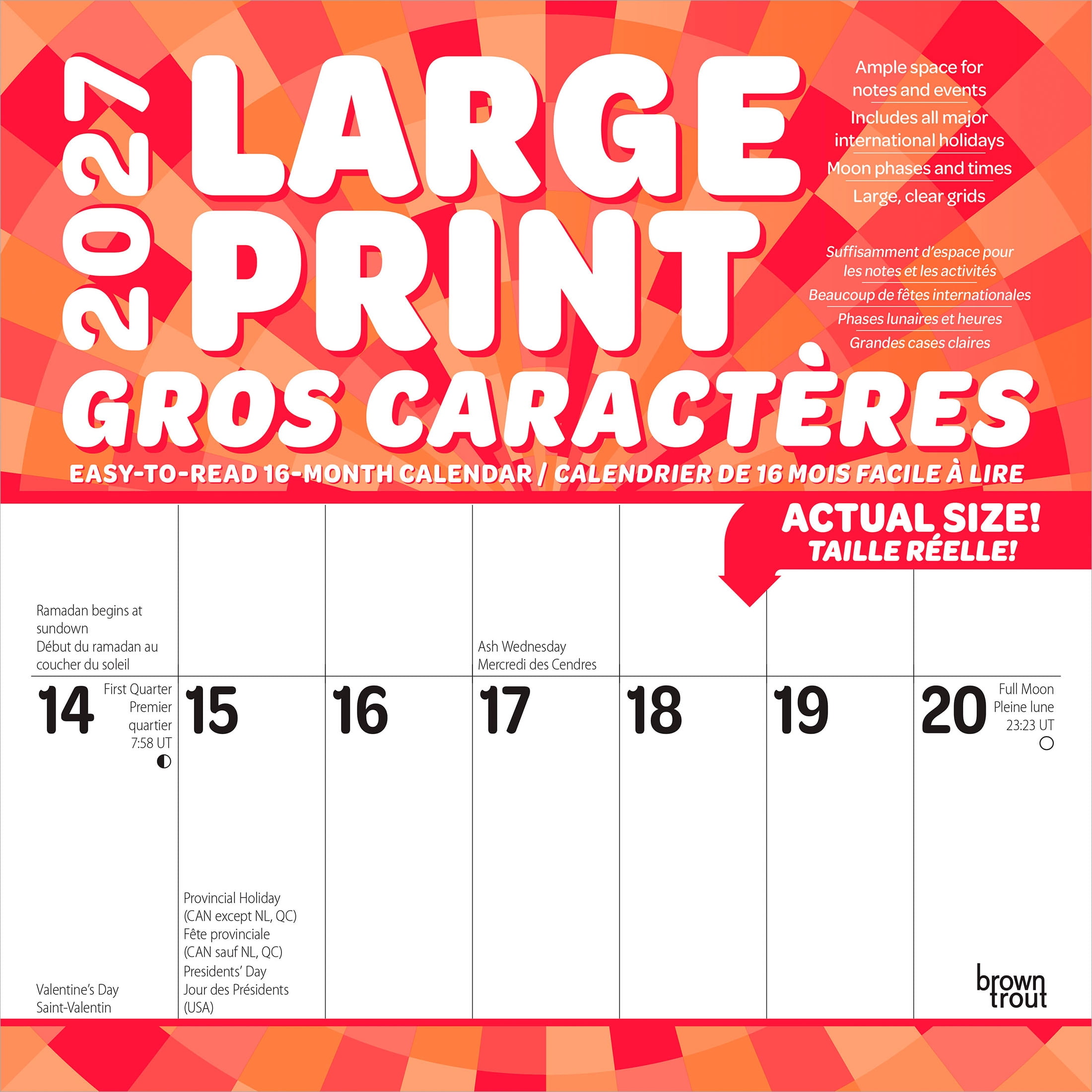 Large Print Gros caracteres 2027 Square Matte ENGLISH FRENCH - Walmart.ca