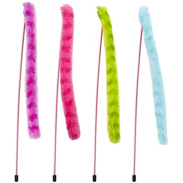 AllTopBargains Cat Toy Wand Teaser, Interactive Feather String Stick ...