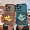 Card Holder 3D Love Heart Bow Knot Bowknot Phone Case for iPhone (Green ...