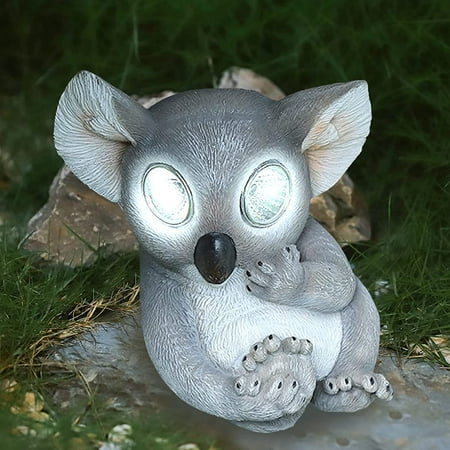 Koala Figurine Solar, Cute Resin Koala Garden Statue with LED Lights ...