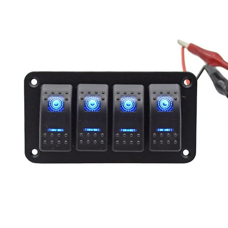 4 Gang Aluminum Rocker Switch Panel Toggle Dash 5 Pin On/off Pre-wired ...