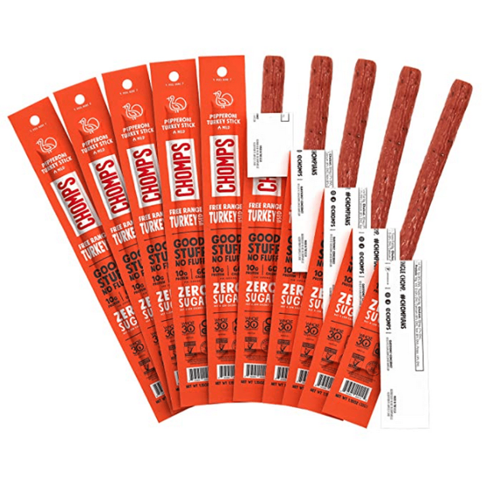 Chomps Free Range Pepperoni Turkey Jerky Sticks Keto Snack Healthy