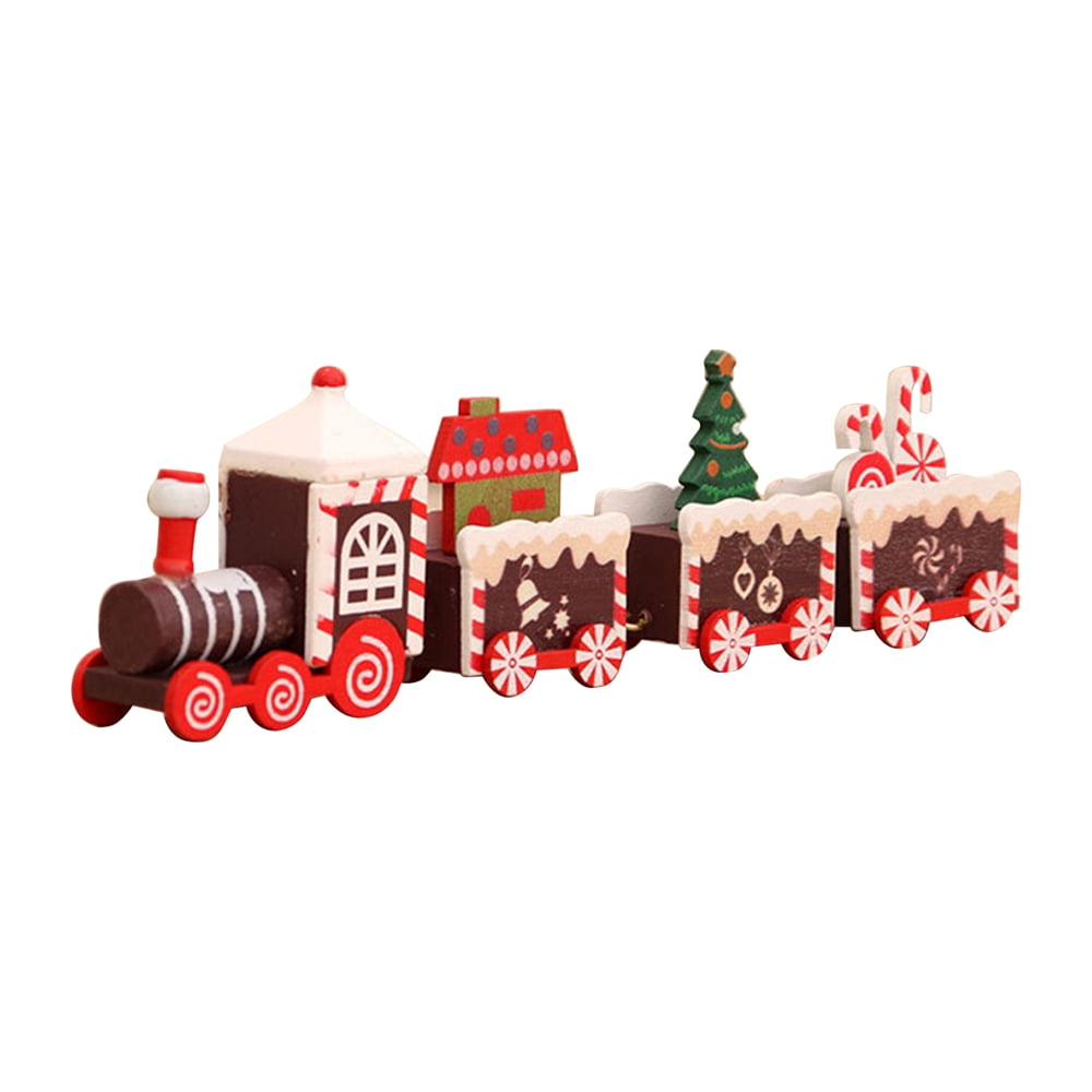 Baywell Christmas Train Decorations Mini Wooden Train Set Toys Party ...