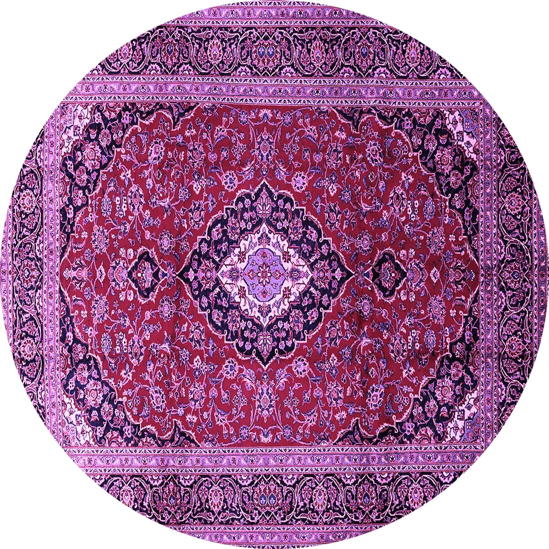 Ahgly Company Indoor Round Medallion Purple Traditional Area Rugs, 4 ...