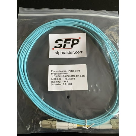 SFP Master 3 Meter Fiber Patch Cable LC to LC OM3 10Gb/Gigabit Multi ...