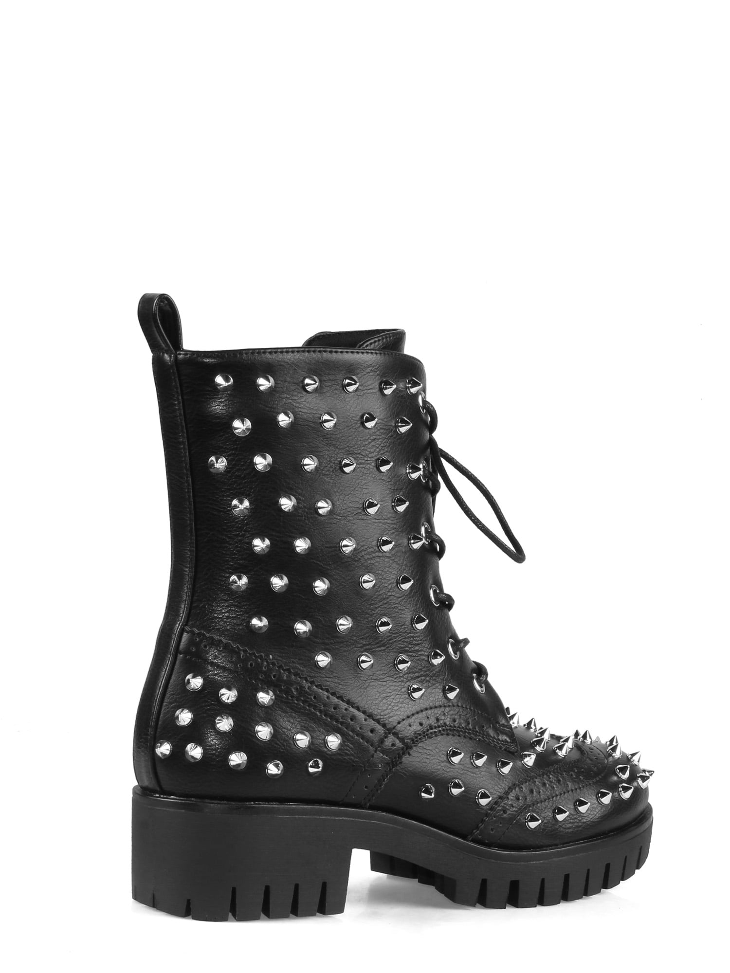 Black Combat Boots With Spikes