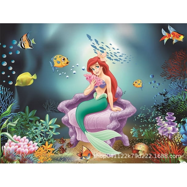 7X5FT Little Mermaid Photography Backdrop Under The Sea Girls Birthday ...