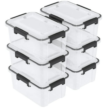 Yesdate 6-Pack 12 Quart Stackable Storage Bin with Latching Lid and Tight Seal, Plastic Airtight ...