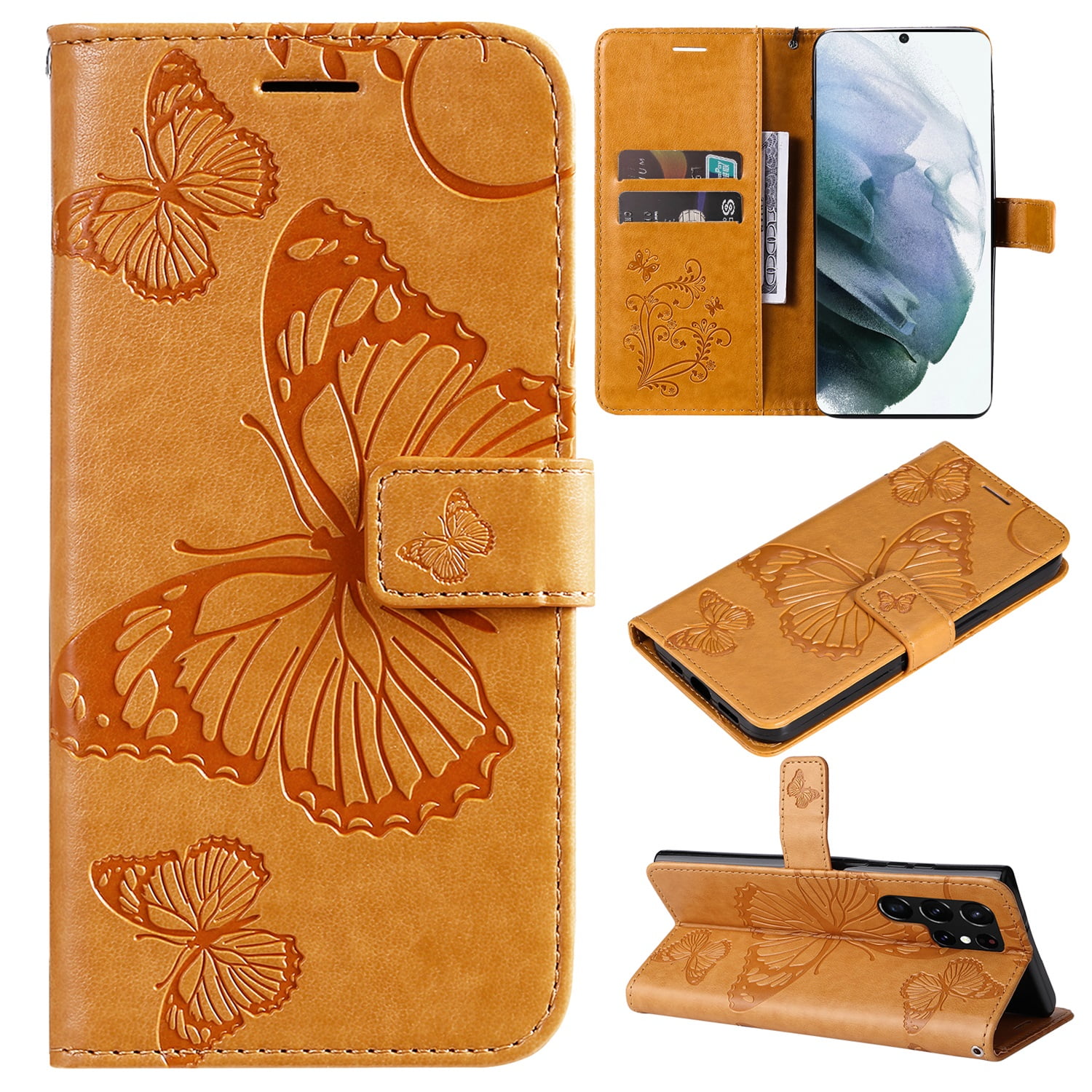 TECH CIRCLE Galaxy S23 Ultra Wallet Case,Butterfly Embossed PU Leather ...