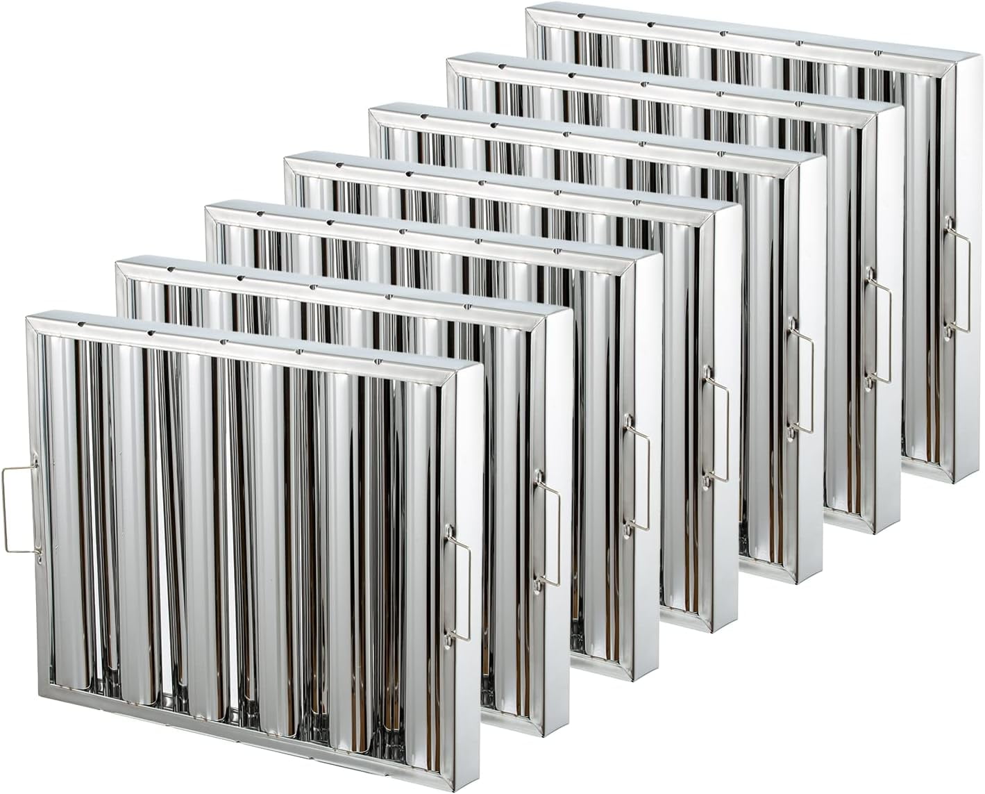 TECSPACE 6Pcs 430 Stainless Steel Hood Filter, 16"x20"x1.9" Range Hood ...