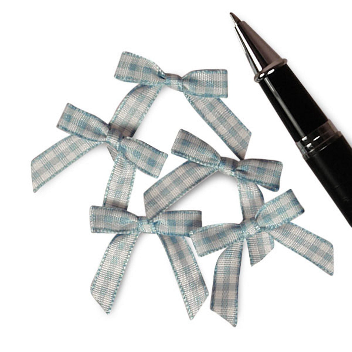 Blue and White Pre-Tied Tiny Gingham Checkered Bows - 1 3/16in. x 1 1 ...