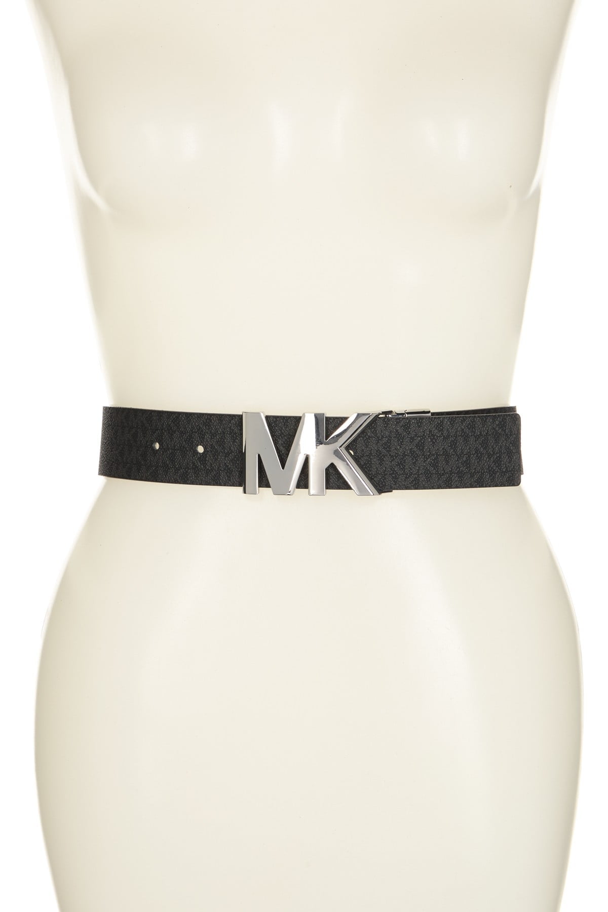 Michael Kors Signature Logo Belt with Reversible MK Logo Plaque, Black ...