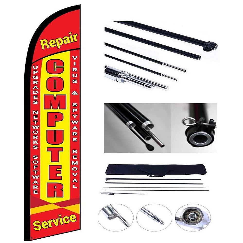 Computer Repair Business Windless Feather Flutter Flag 10 x 2.5 Foot ...