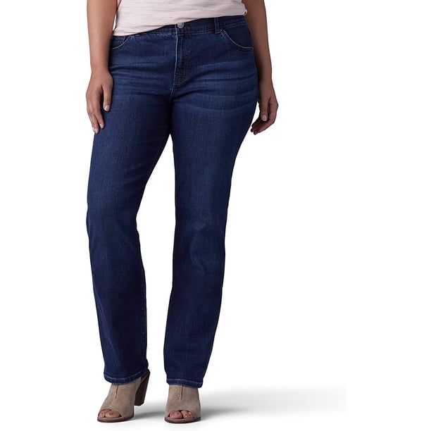 Lee Womens Plus Size Flex Motion Regular Fit Straight Leg Jean, Royal ...