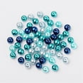 100pcs Carribean Blue Mix Pearlized Glass Pearl Beads Mixed Color 8mm ...