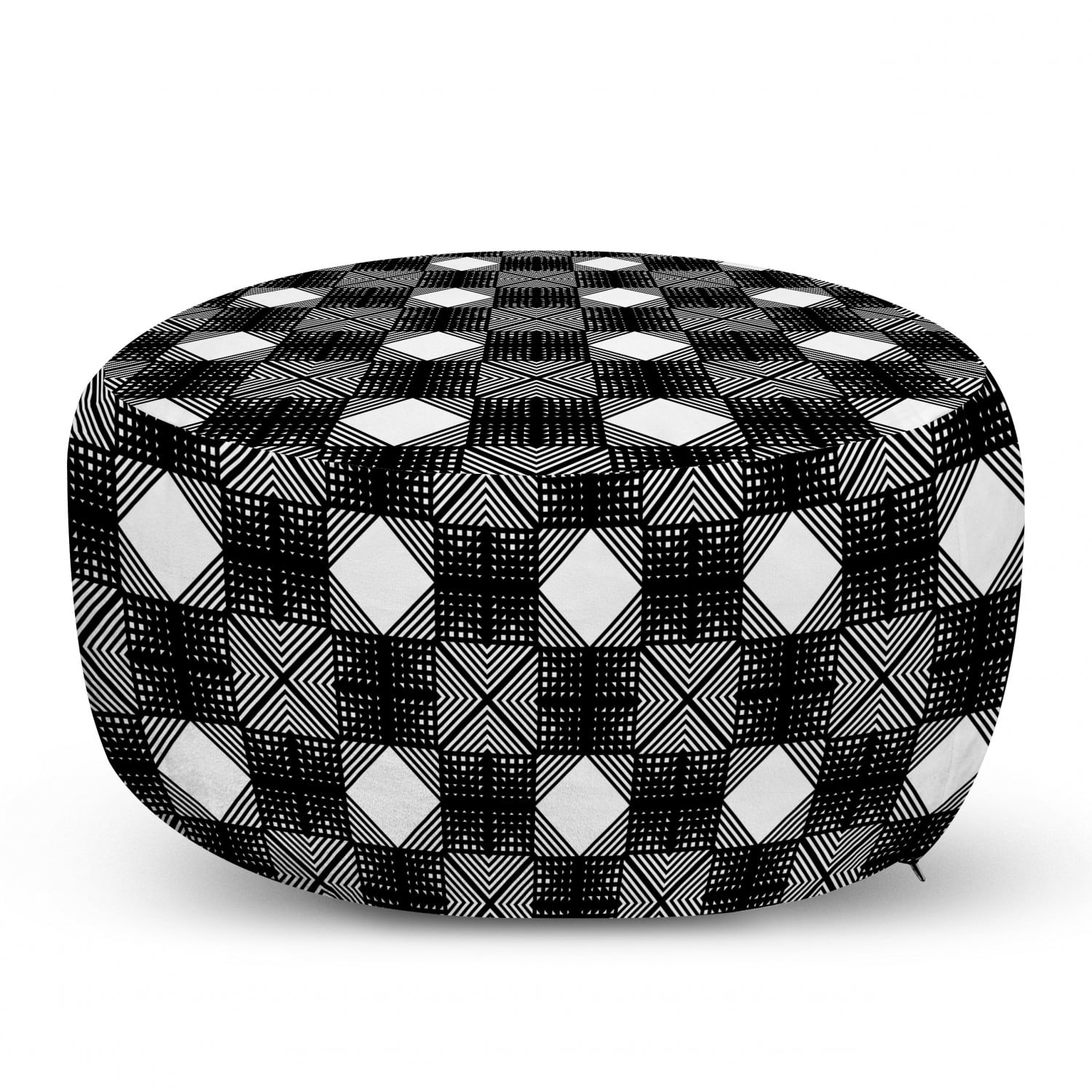 Geometric Pouf Cover with Zipper, Lattice Inspired Pattern with ...