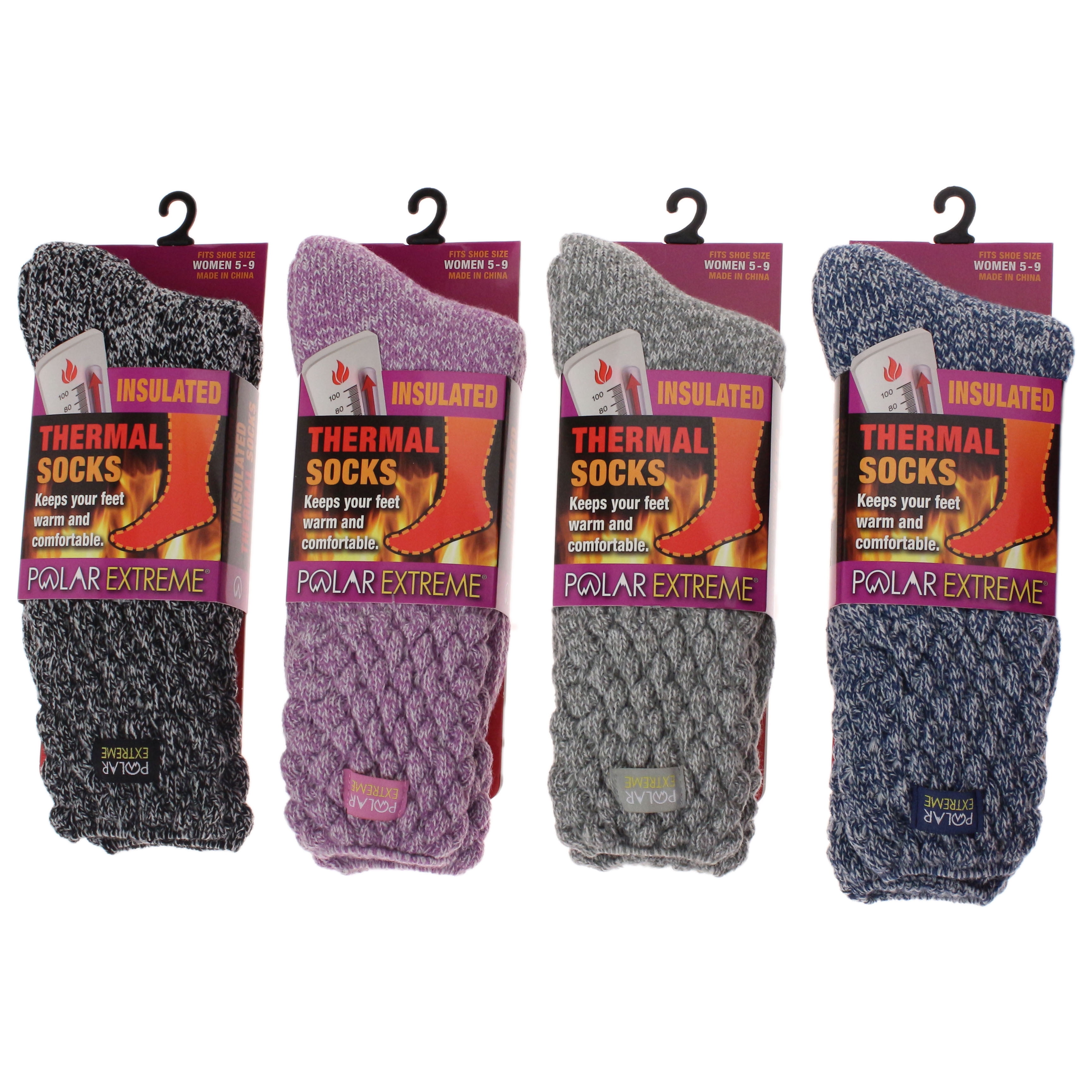 Pack of 2 - Polar Extreme Thermal Women’s Marled Winter Crew Solid ...