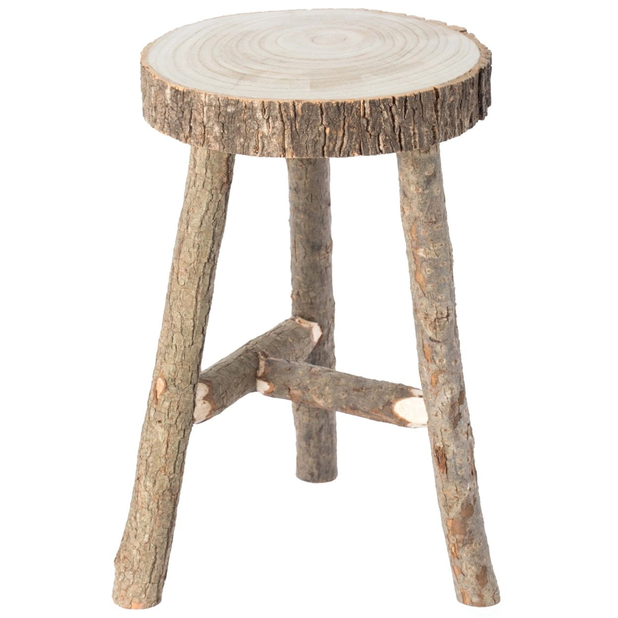 Decorative Antique Log Cabin Natural Wooden Accent Stool Side Table ...