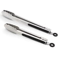 304 Stainless Steel Kitchen Cooking Tongs, 9" and 12" Set of 2 Sturdy ...