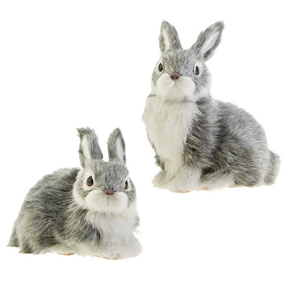 RAZ Imports Bunny Rabbit Figurines/Christmas Ornaments — Set of 2 Faux ...