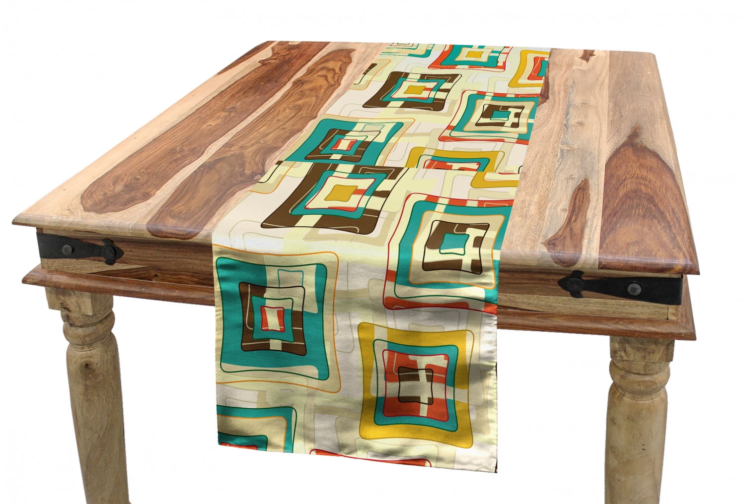 Geometric Table Runner, Abstract Puzzle Style Trippy Fractal Creative ...