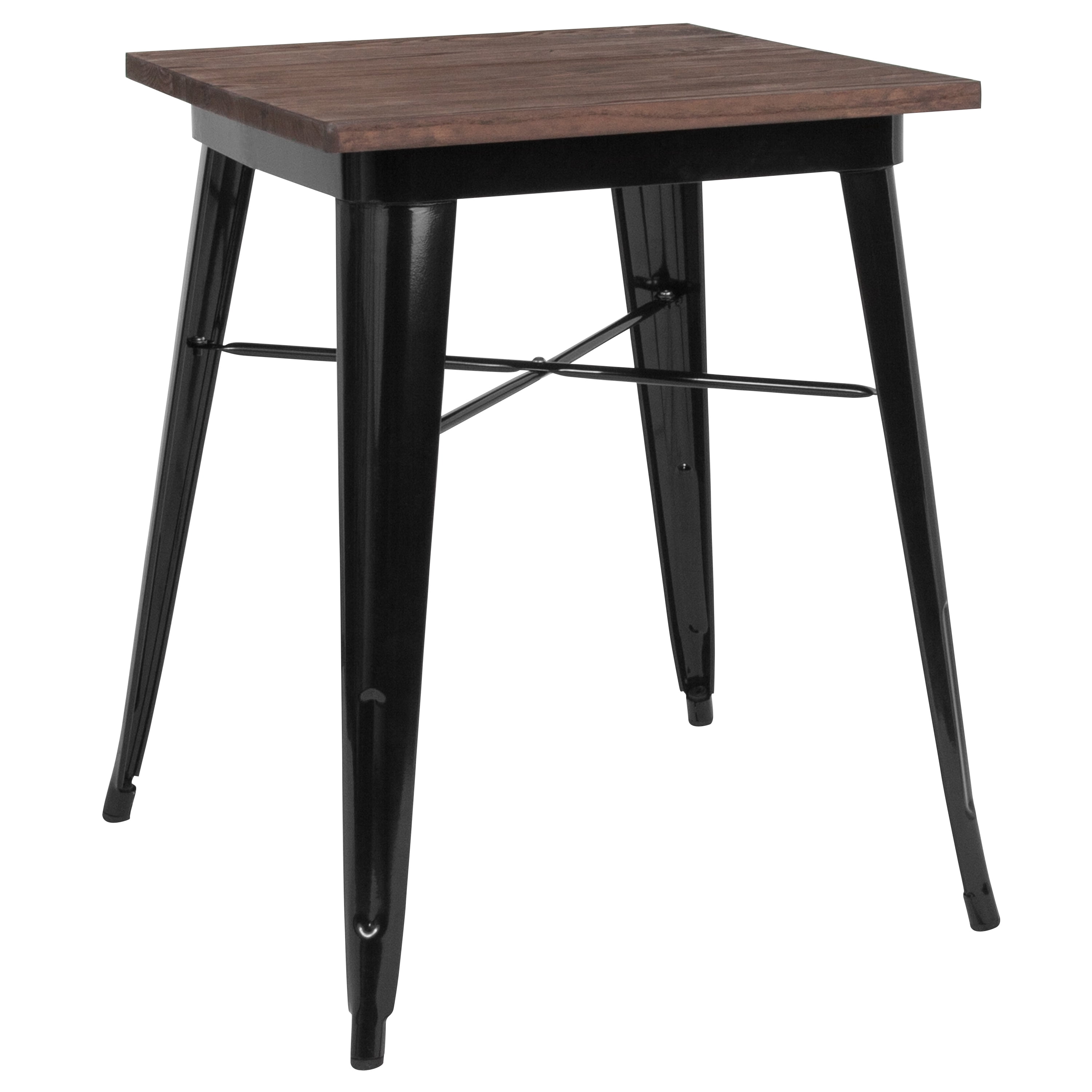 Flash Furniture Prince 23.5" Square Black Metal Indoor Table with ...