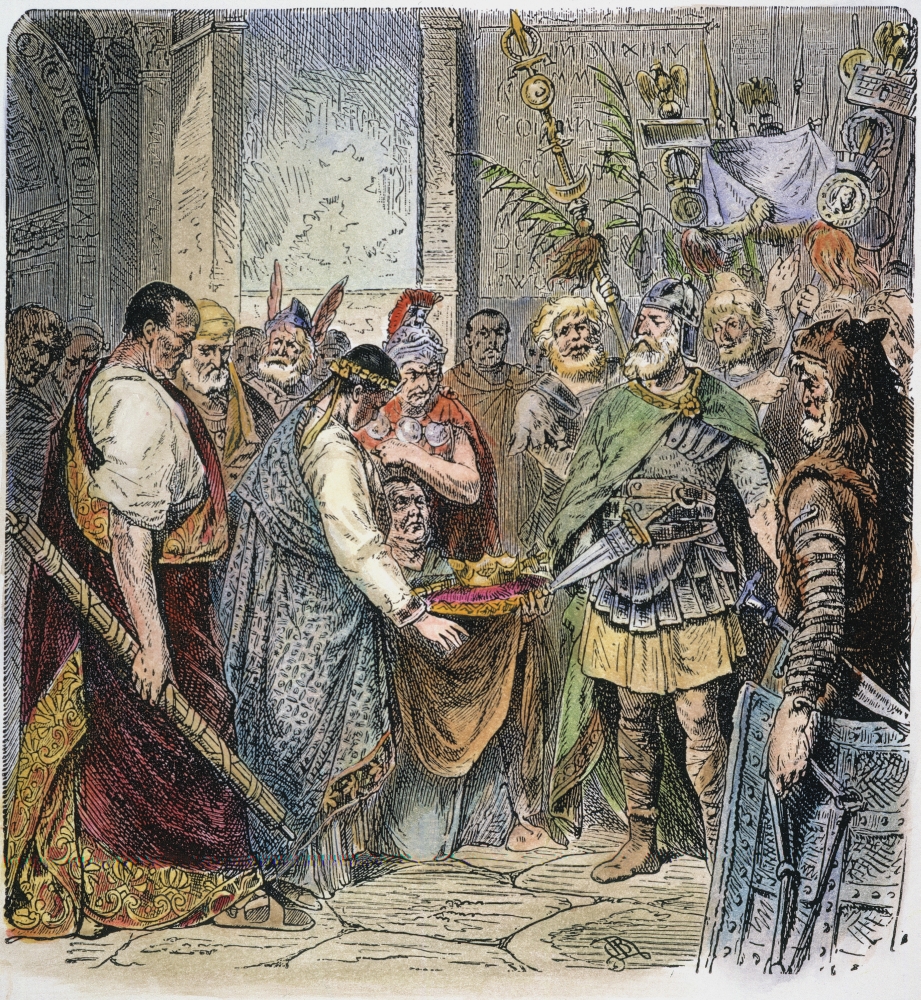 End Of Roman Empire Nodoacer Compels The Boy Emperor Romulus Augustulus