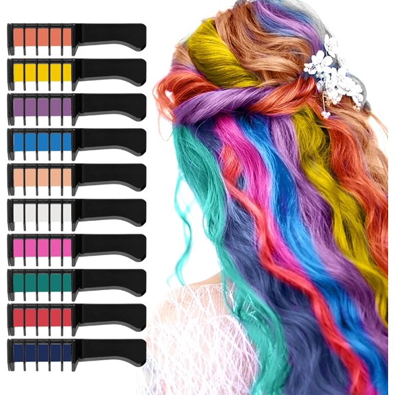Sanmadrola Washable Hair Chalk Comb, Temporary DIY Hair Dye for Kids, 6 ...