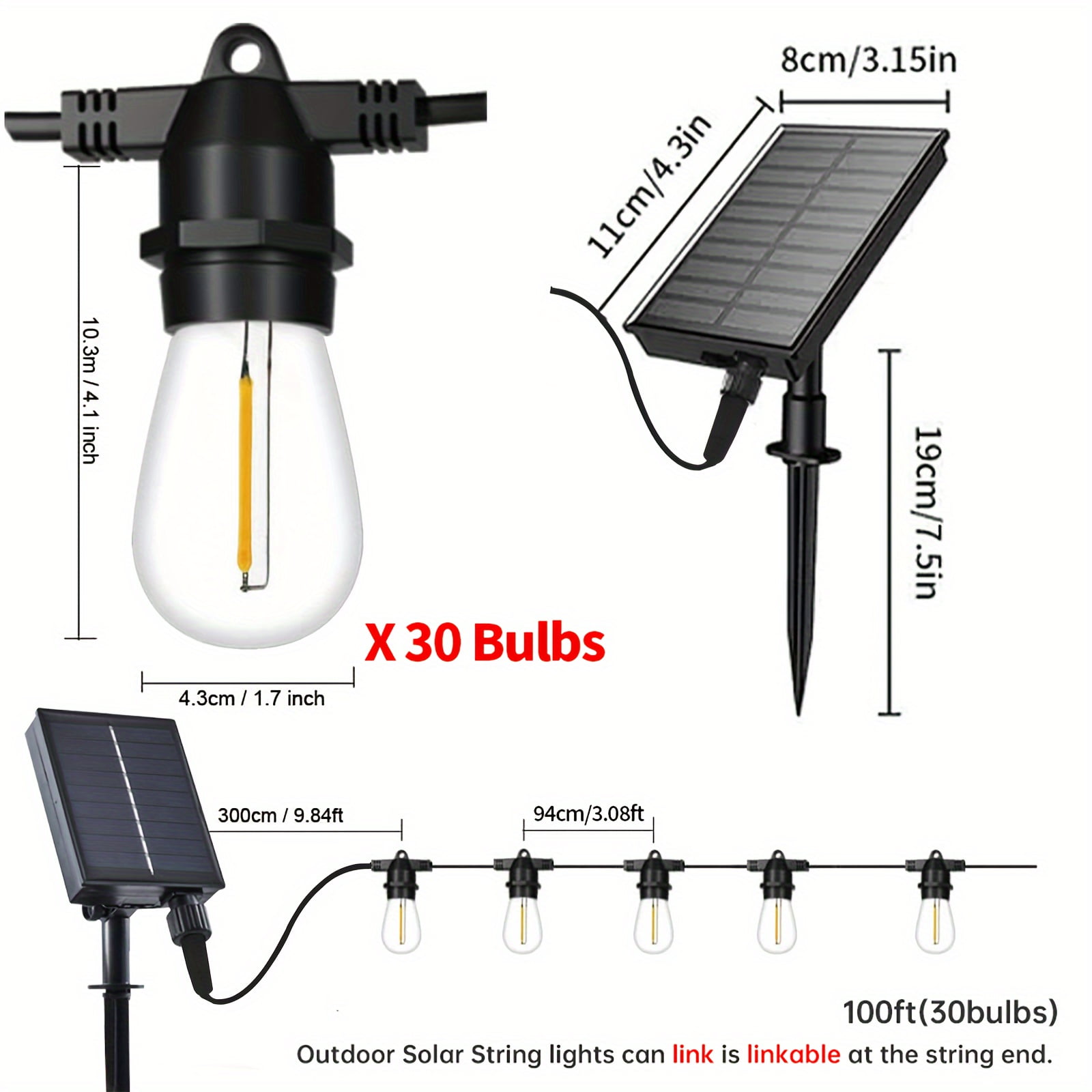 Click here for Grm 100ft (30 Bulbs) Outdoor Solar Remote Control... prices