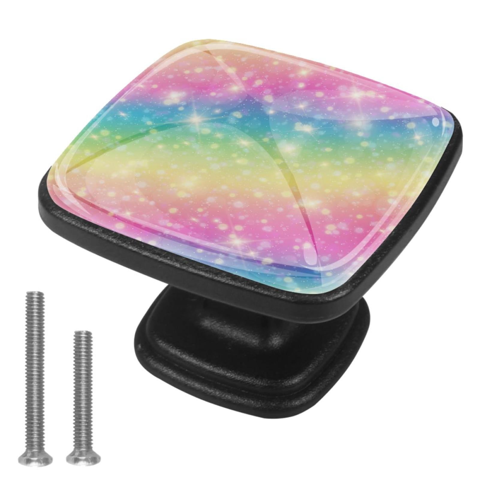 4 Pcs Cabinet Handle Drawer Pulls Rainbow Knobs with Screws Square ...